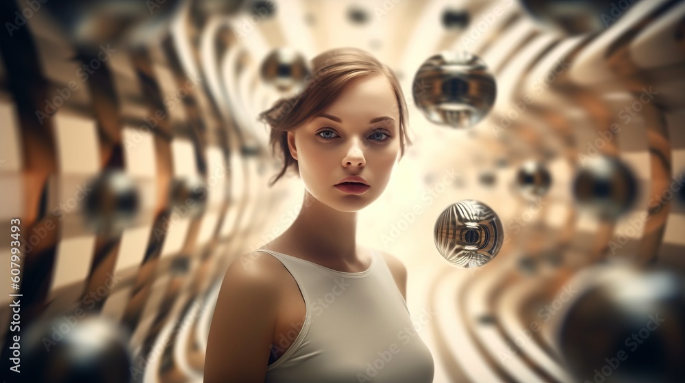 a woman in a white tank top. Generative AI Art. Stock Illustration ...