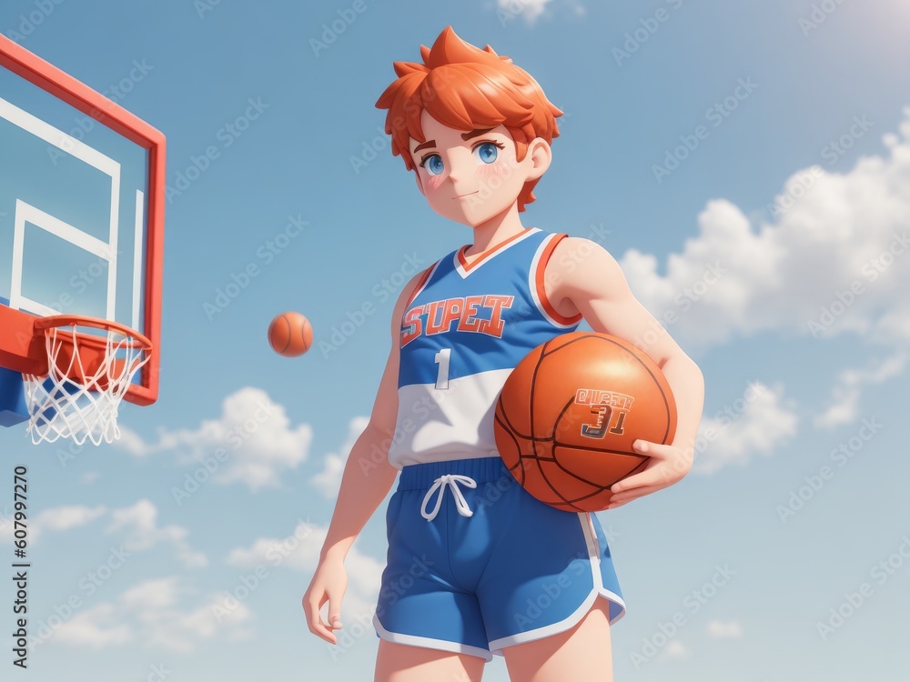 Painting of young boy playing basketball, volume one created with ...