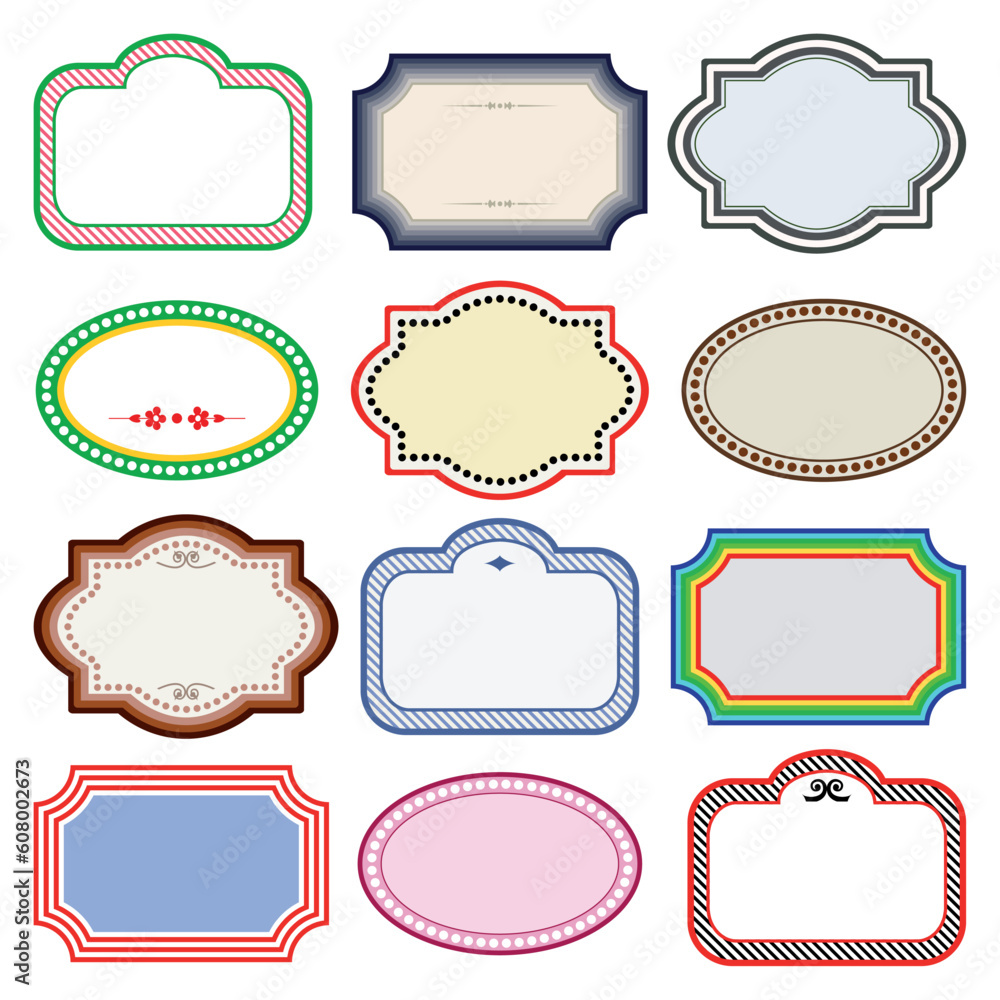 Vector frames collection with space for your text, colorful variations ...