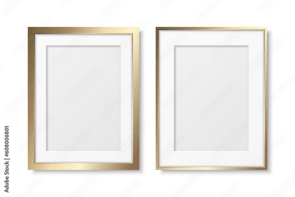 Vector 3d Realistic Vertical Yellow Metal, Golden Color Decorative ...