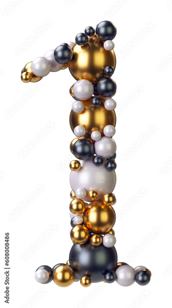 Number 1, One of jewelry balls in black and yellow gold and pearls ...
