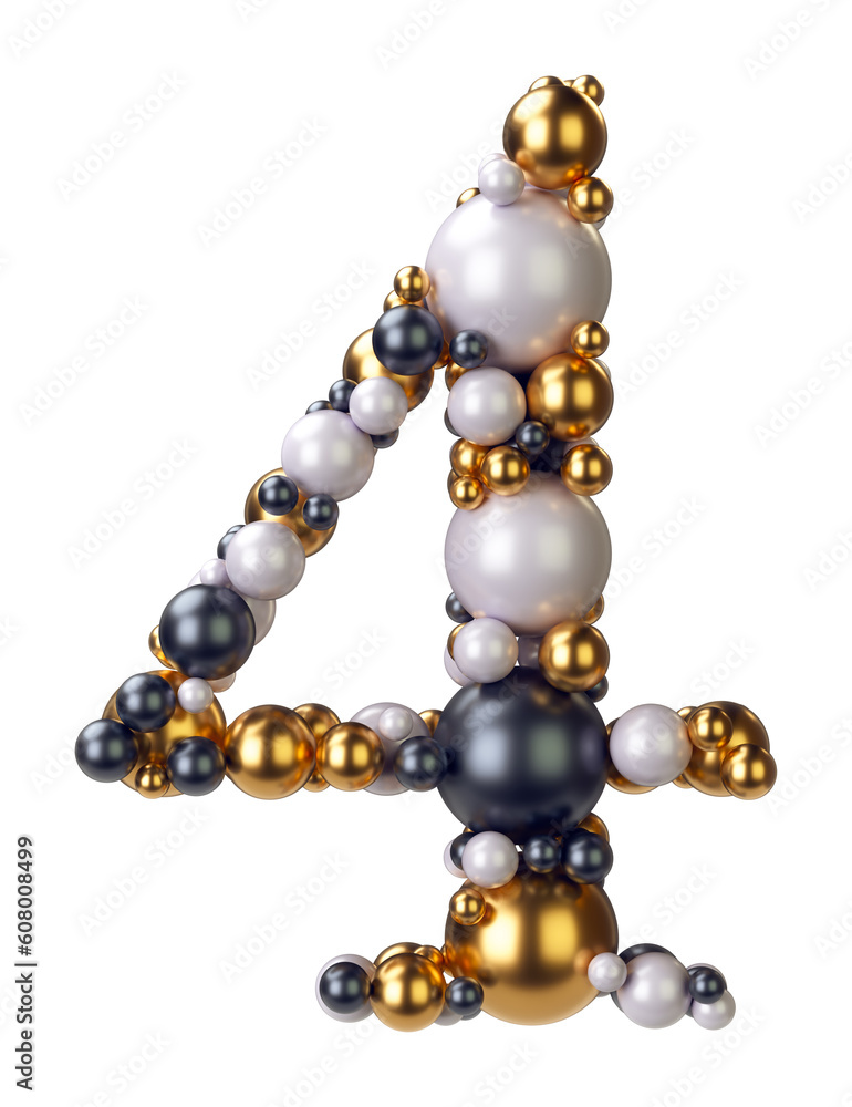 Number 4, Four of jewelry balls in black and yellow gold and pearls ...