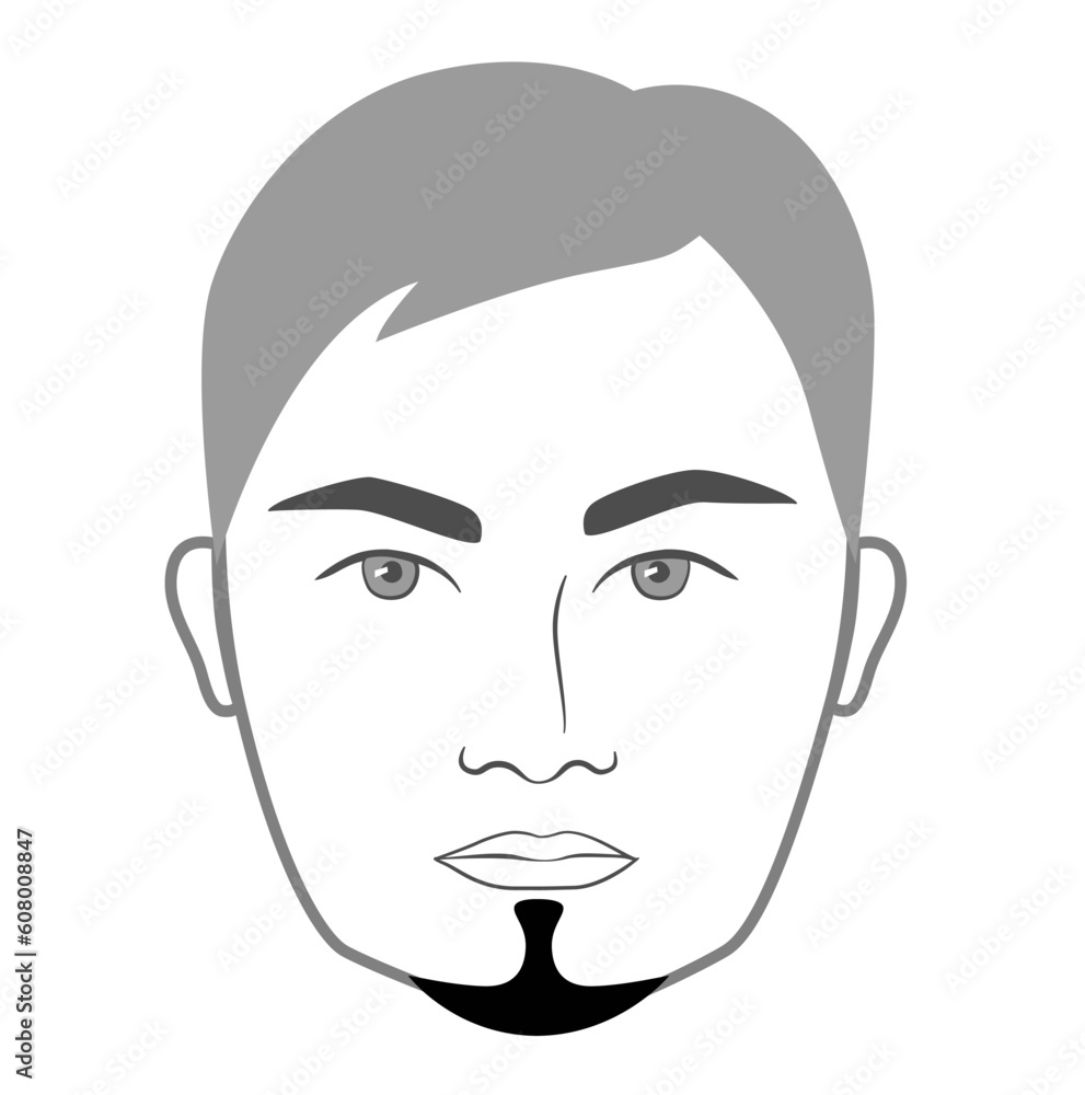 Petite Goatee Beard style men in face illustration Facial hair. Vector ...