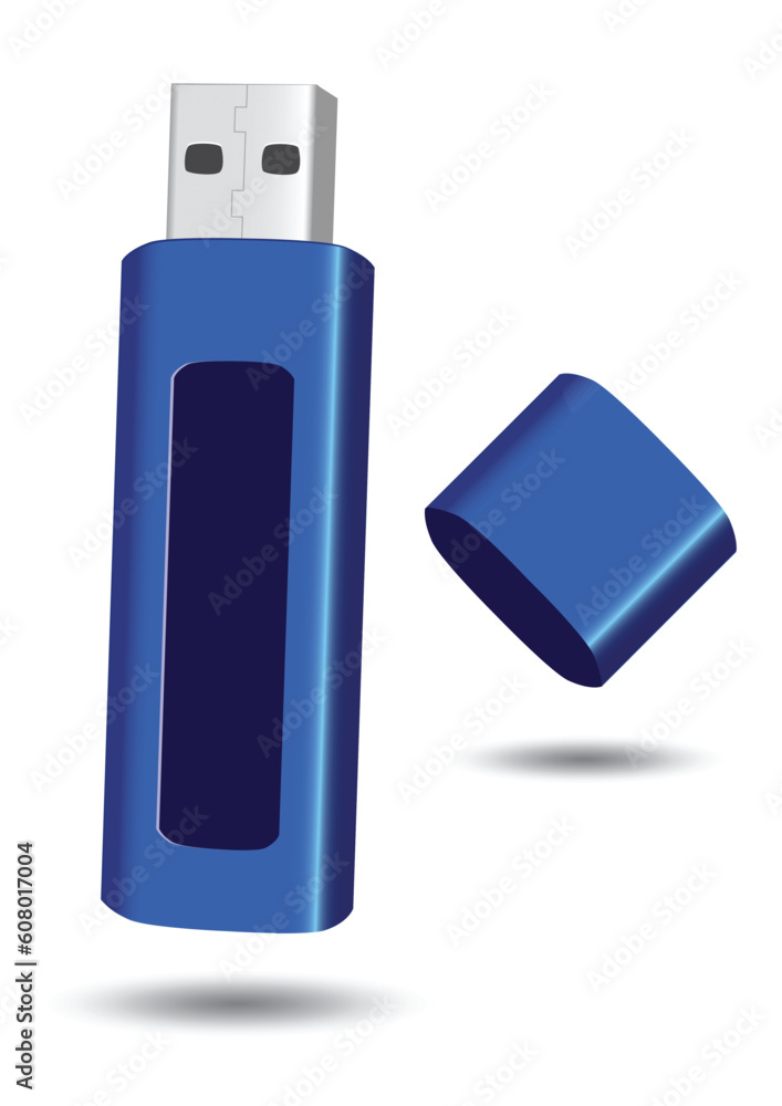 Vector illustration of USB memory drive. Objects are isolated. Colors ...