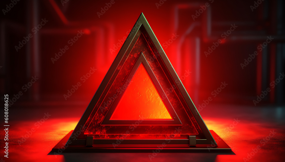 Generative AI 3d vector red danger warning triangle icon design ...