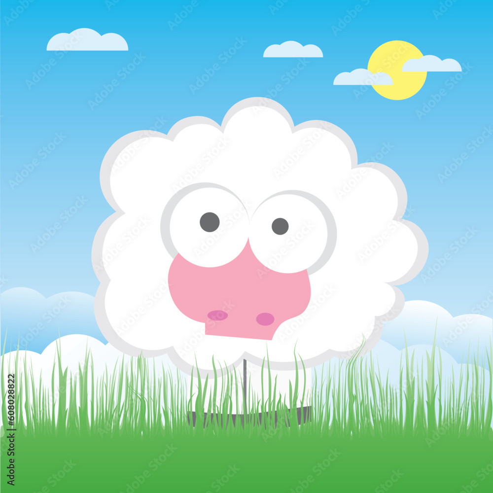 Sheep on the field vector illustration cartoon Stock Vector | Adobe Stock