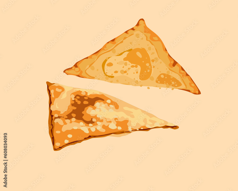 Isolated Fried wontons, deep fried golden brown triangle wonton ...