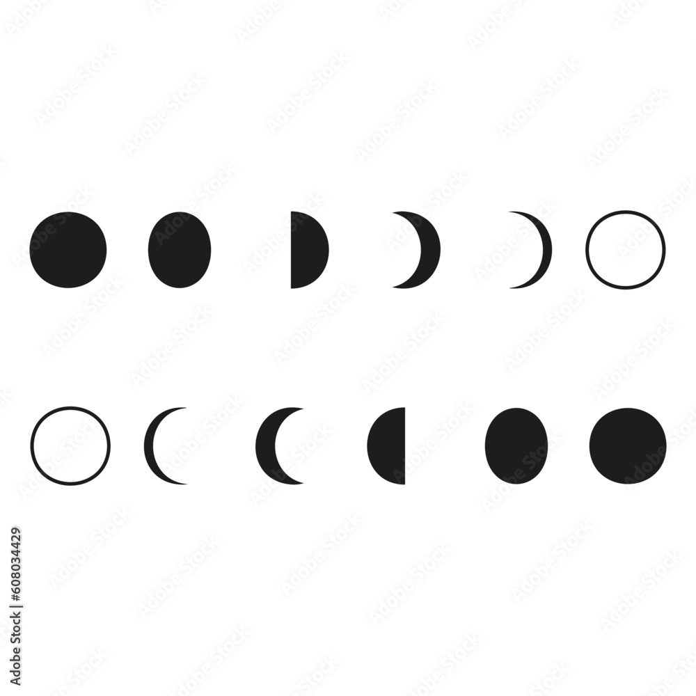 Moon phases icon night space astronomy. nature moon phases sphere ...
