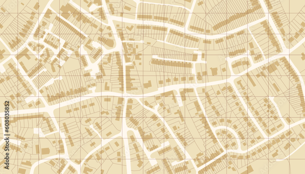 Editable vector illustrated map of housing in a generic town without ...
