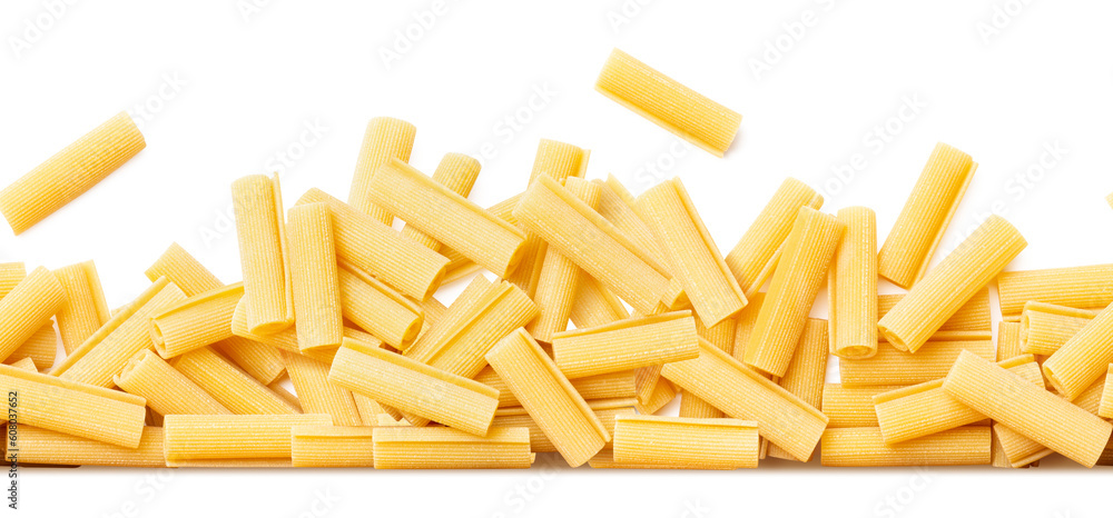 seamless tiling pasta border made of scattered uncooked Italian "papiri ...