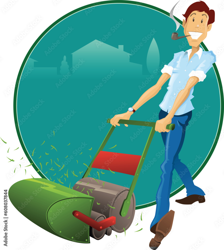 Illustration of a fifties Retro Style father with his pipe and ...