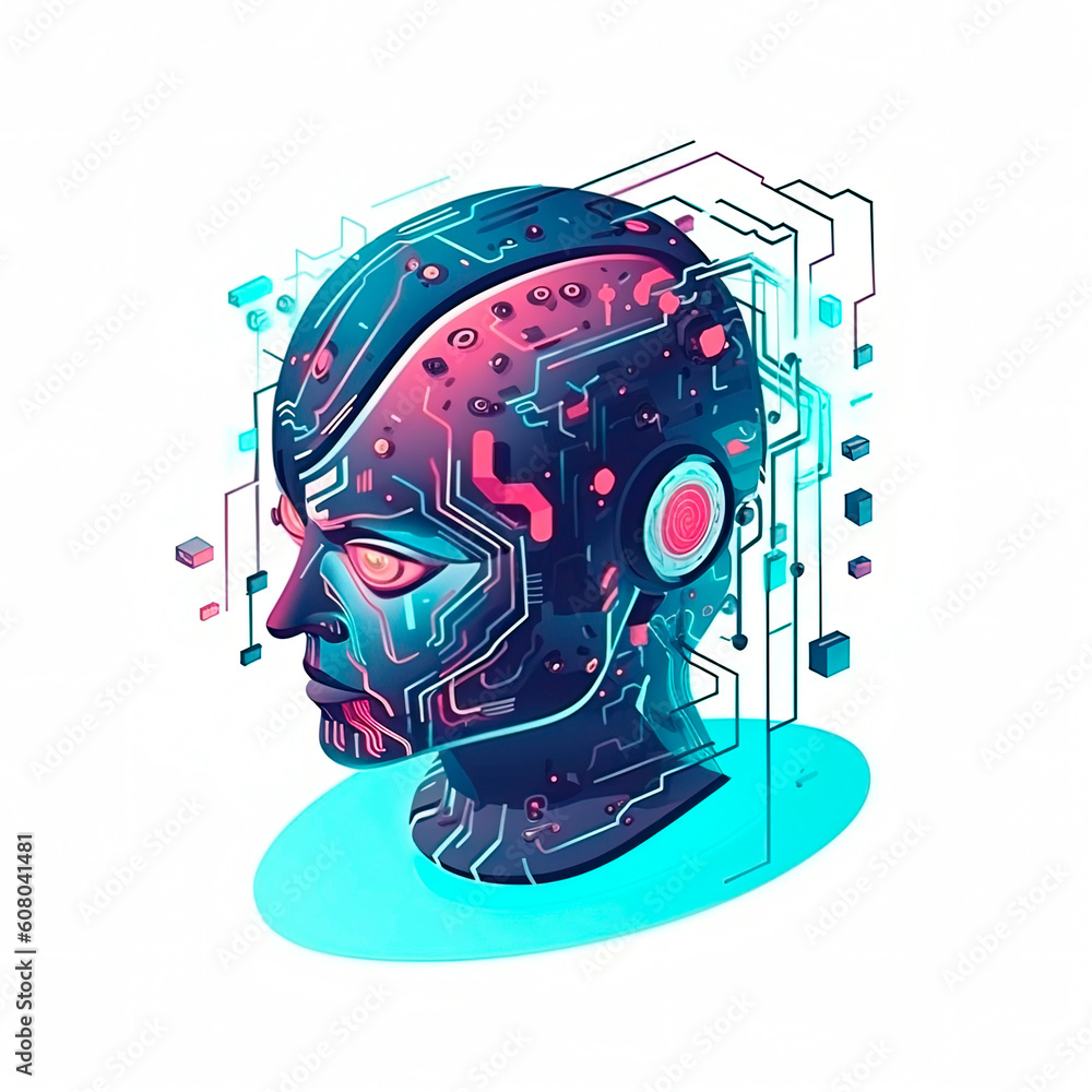 Head and Face of female robot, concept of artificial intelligence ...