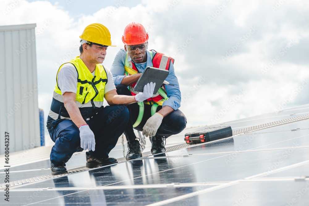 Engineer technician team using laptop checking and operating system on ...