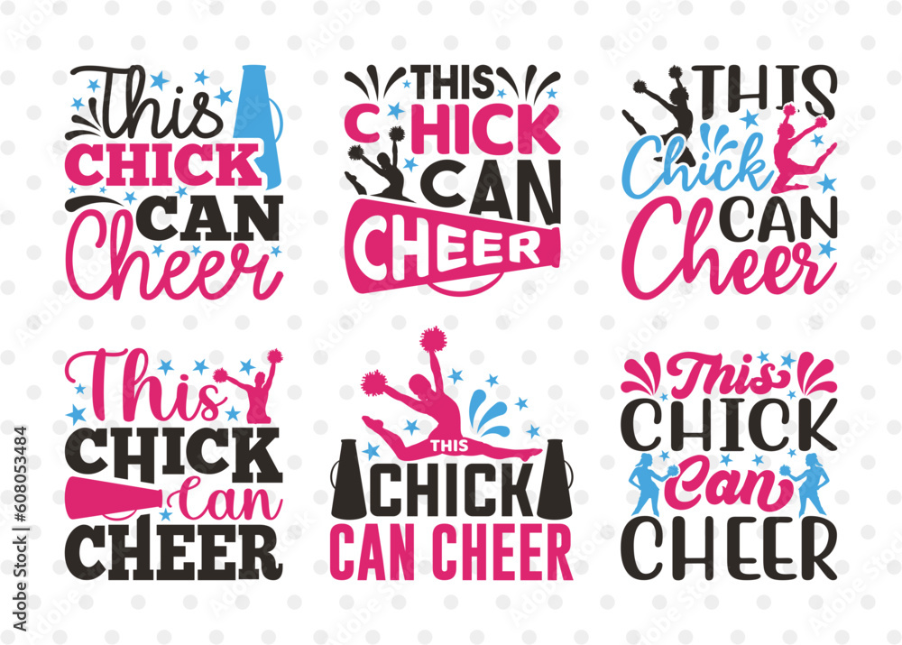 Vetor de This Chick Can Cheer SVG Bundle, Cheerleading Svg, Cheer Svg ...