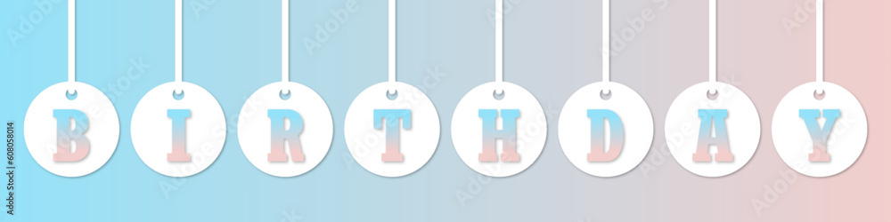 happy birthday pastel color hanging paper tags style for greeting ...