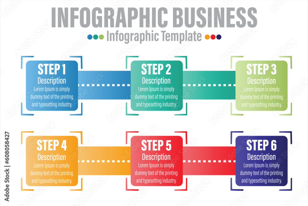 Vetor de 6 Steps Modern focus Timeline diagram with workflow ...