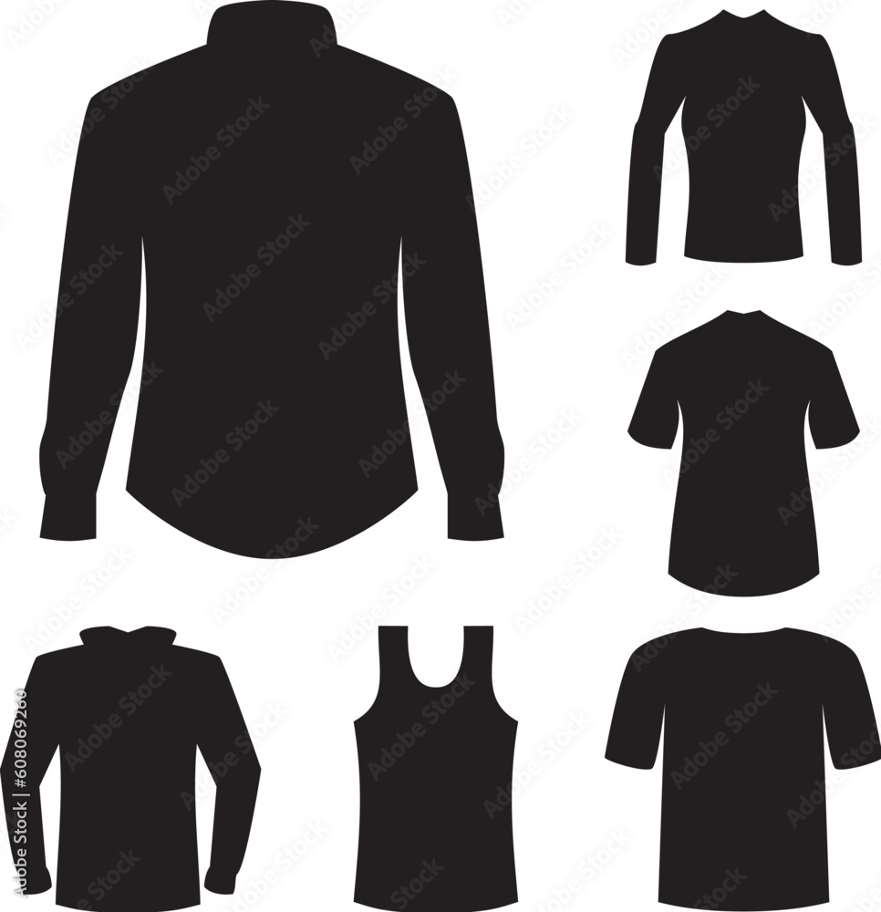 shirts and garment silhouette vector on white background Stock Vector ...