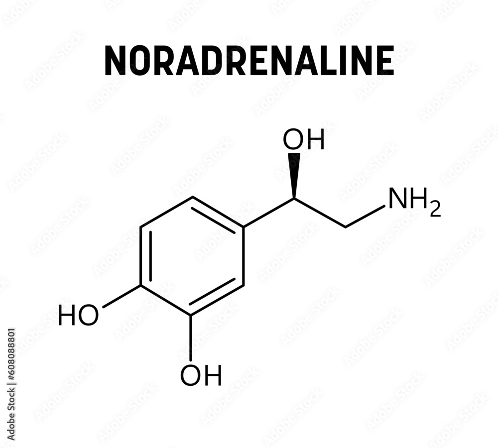 Noradrenaline molecular structure. Noradrenaline, or Norepinephrine, is ...