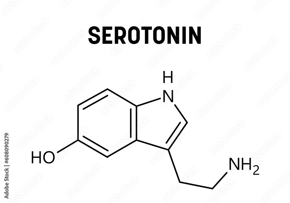 Vetor de Serotonin molecular structure. Serotonin is monoamine ...