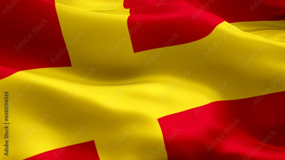 Scanian flag Motion Loop video waving in wind. Realistic Scania Flag background. Scanian Flag ...