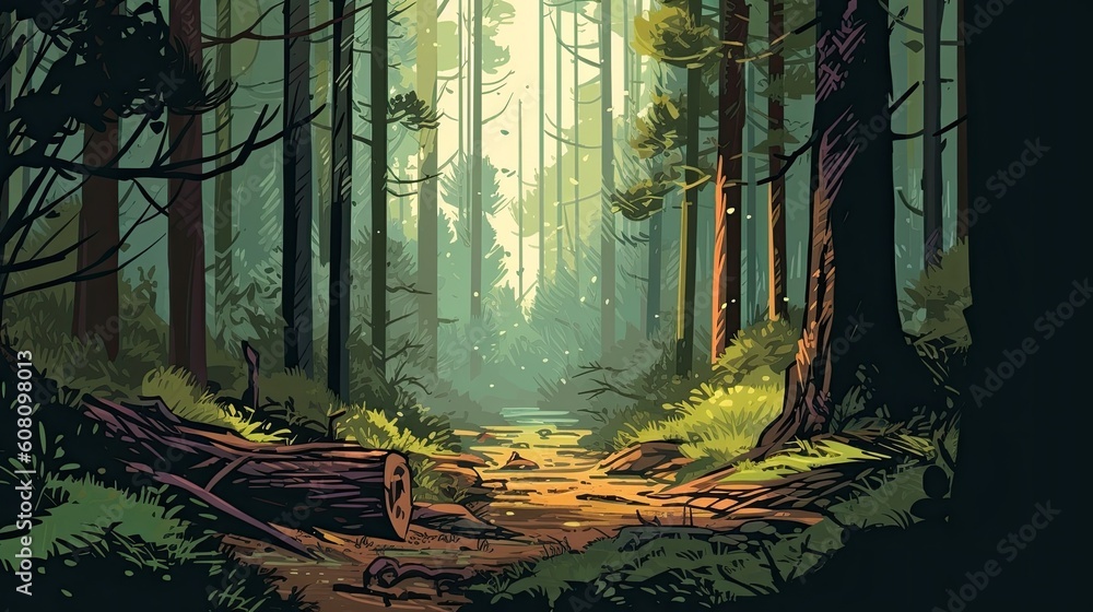 retro forest pixel art wildlife Stock Illustration | Adobe Stock