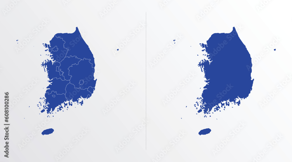 South Korea map vector illustration. blue color on white background ...