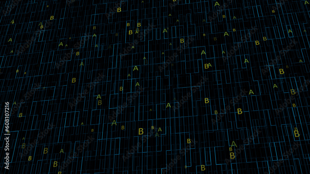 Digital typography background. Colorful random Alphabet Letters ...