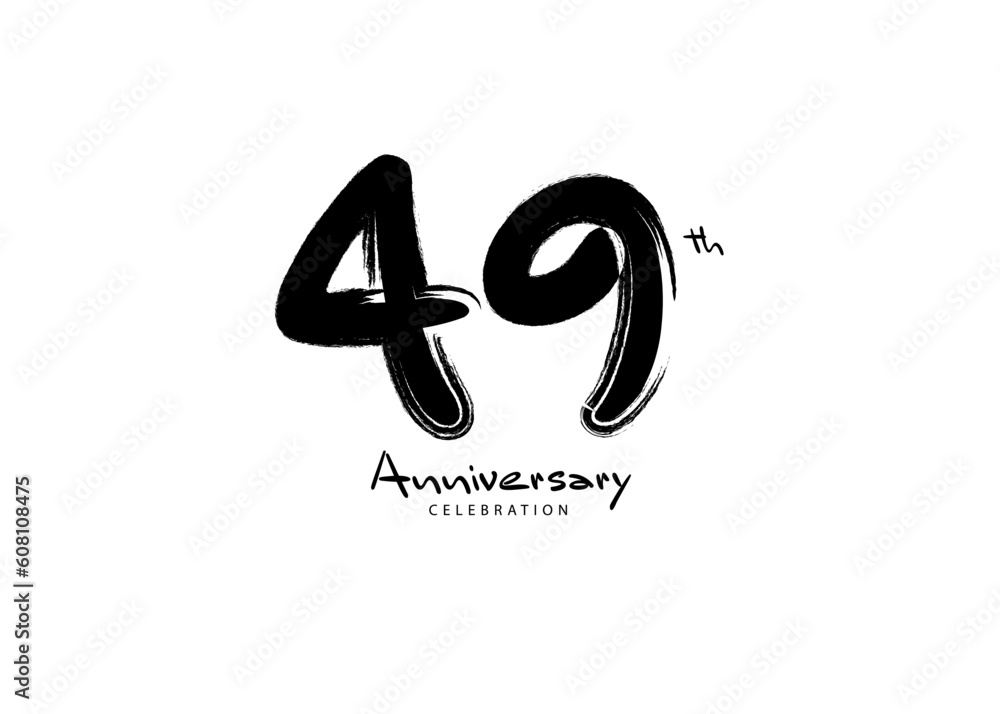 49 Years Anniversary Celebration logo black paintbrush vector, 49 ... 49 Years Anniversary Celebration logo black paintbrush vector, 49 ...