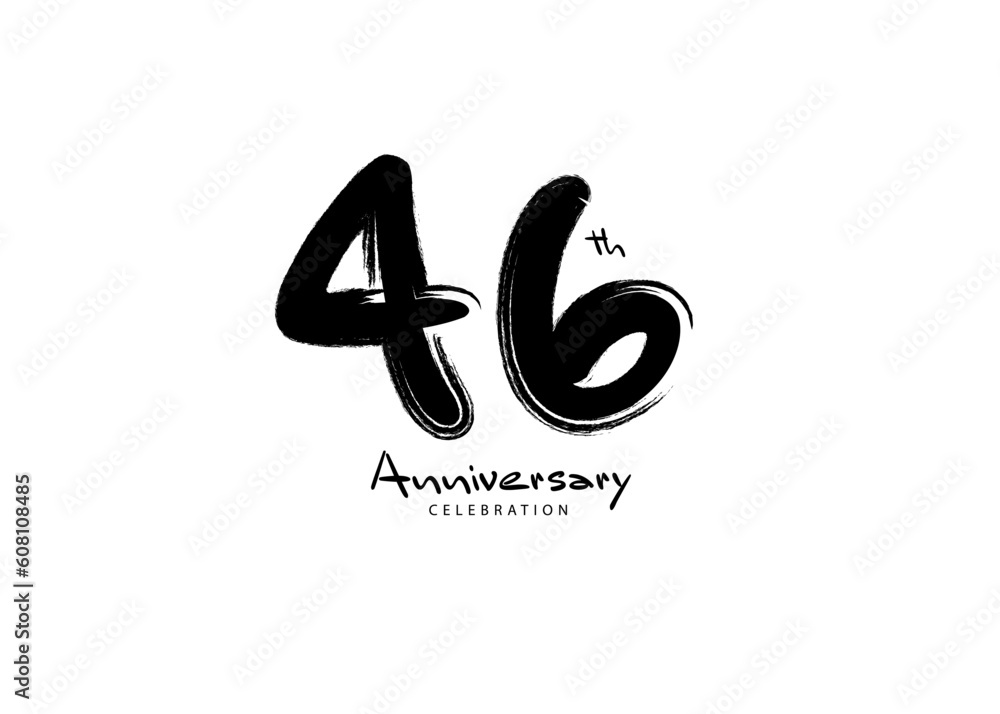 46 Years Anniversary Celebration logo black paintbrush vector, 46 ...
