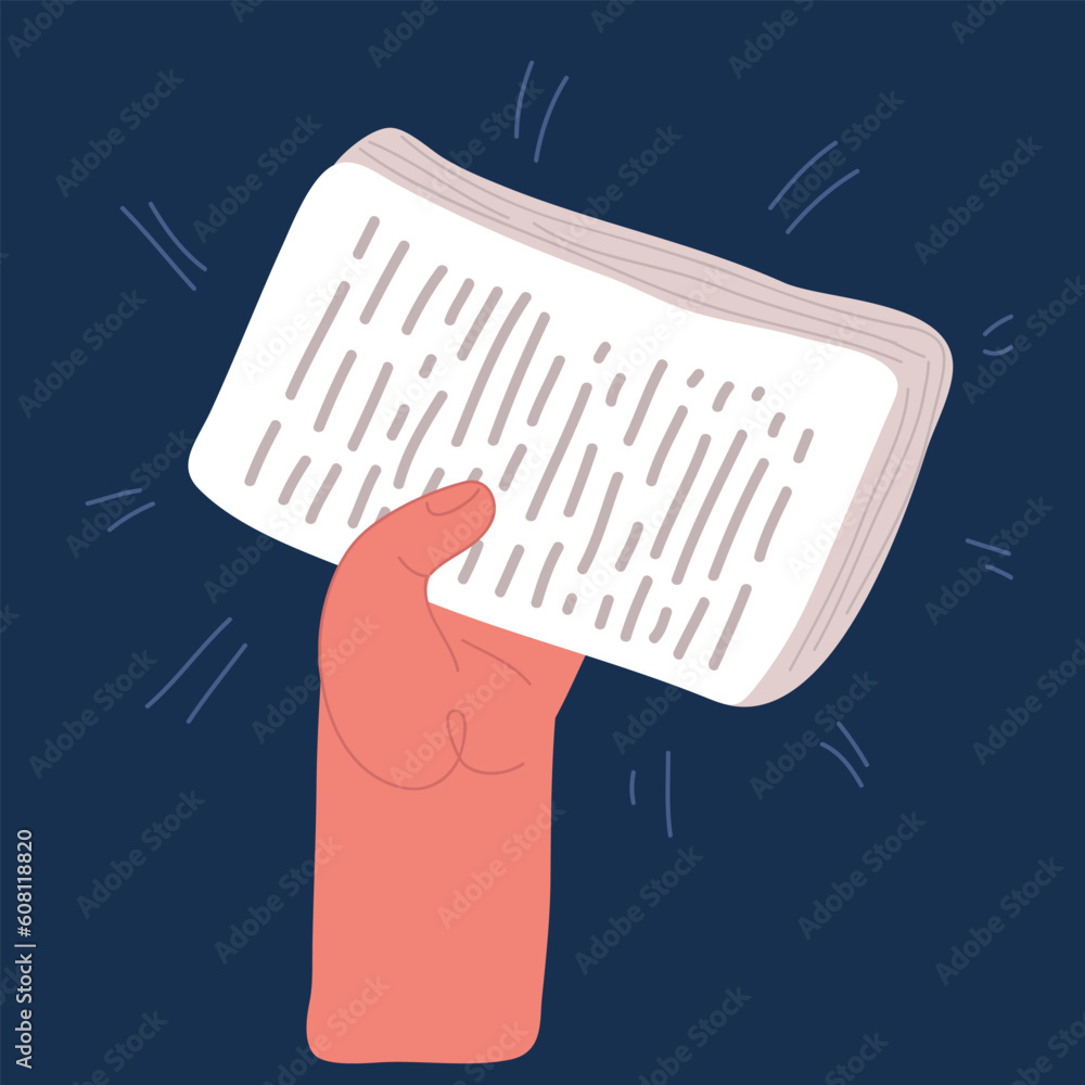 Cartoon vector illustration of hand holding big pile of paper Stock ...