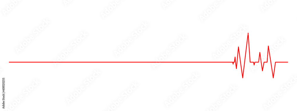 Red heart beat diagram with straight line. Part of ECG chart isolated ...