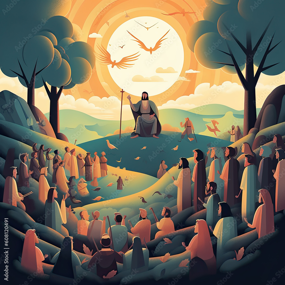 The Sermon on the Mount Jesus God religious faith story from Bible ...