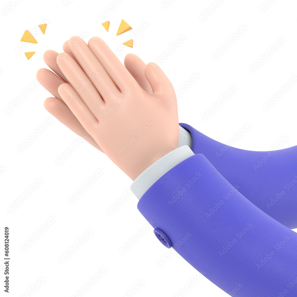Transparent Backgrounds Mock-up.Cartoon character hands clapping or ...