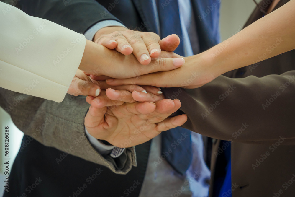 Business people joining hands.Businessmen handshake show teamwork ...