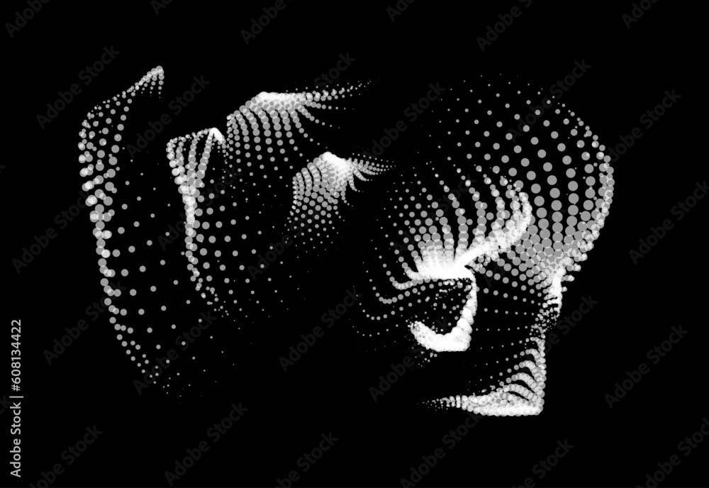 3d Dynamic Node Of Big Data Dots Science Wave Infinity Sinusoid Line From Particles Swirl Hill