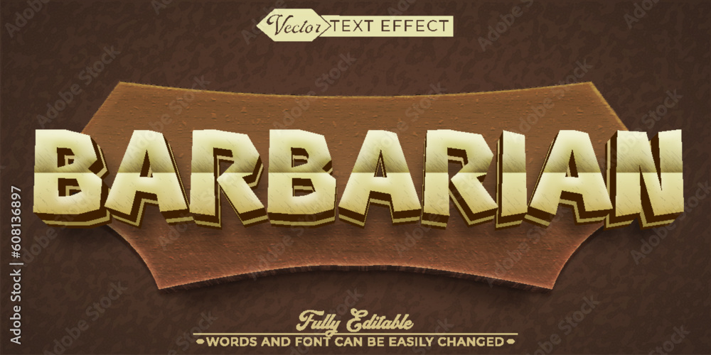 Cartoon Barbarian Vector Editable Text Effect Template Stock Vector ...