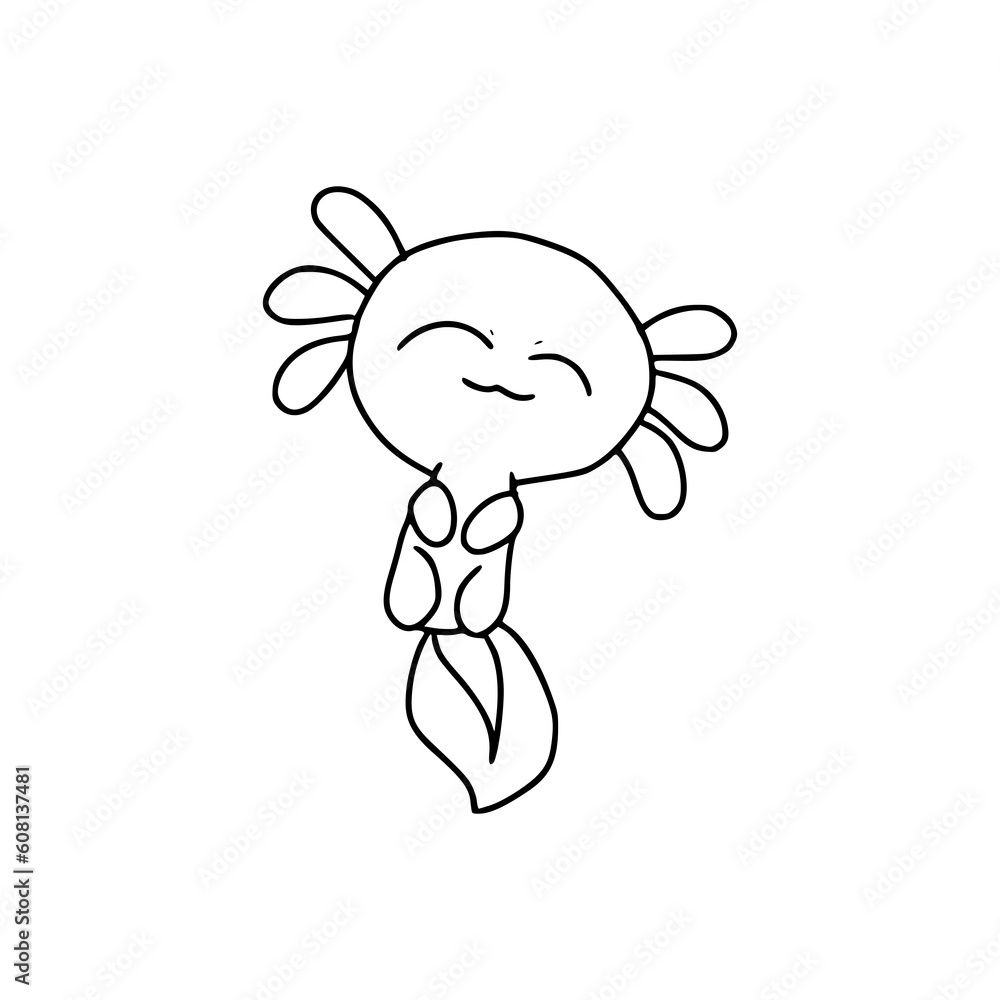 Cute axolotl icon isolated on transparent background Stock Illustration ...