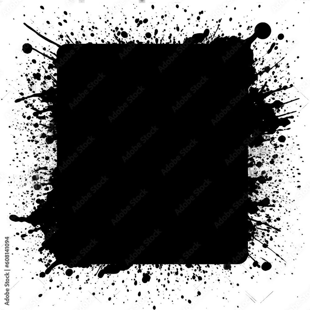 rectangle splash rendered in vigorous strokes of an ink brush ...