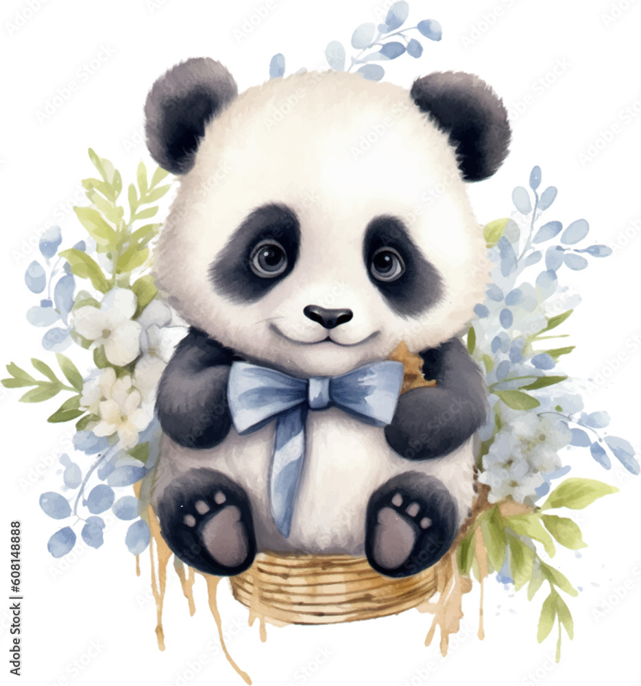cute panda clipart neutral colors for kids easy drawing cute baby Stock ...
