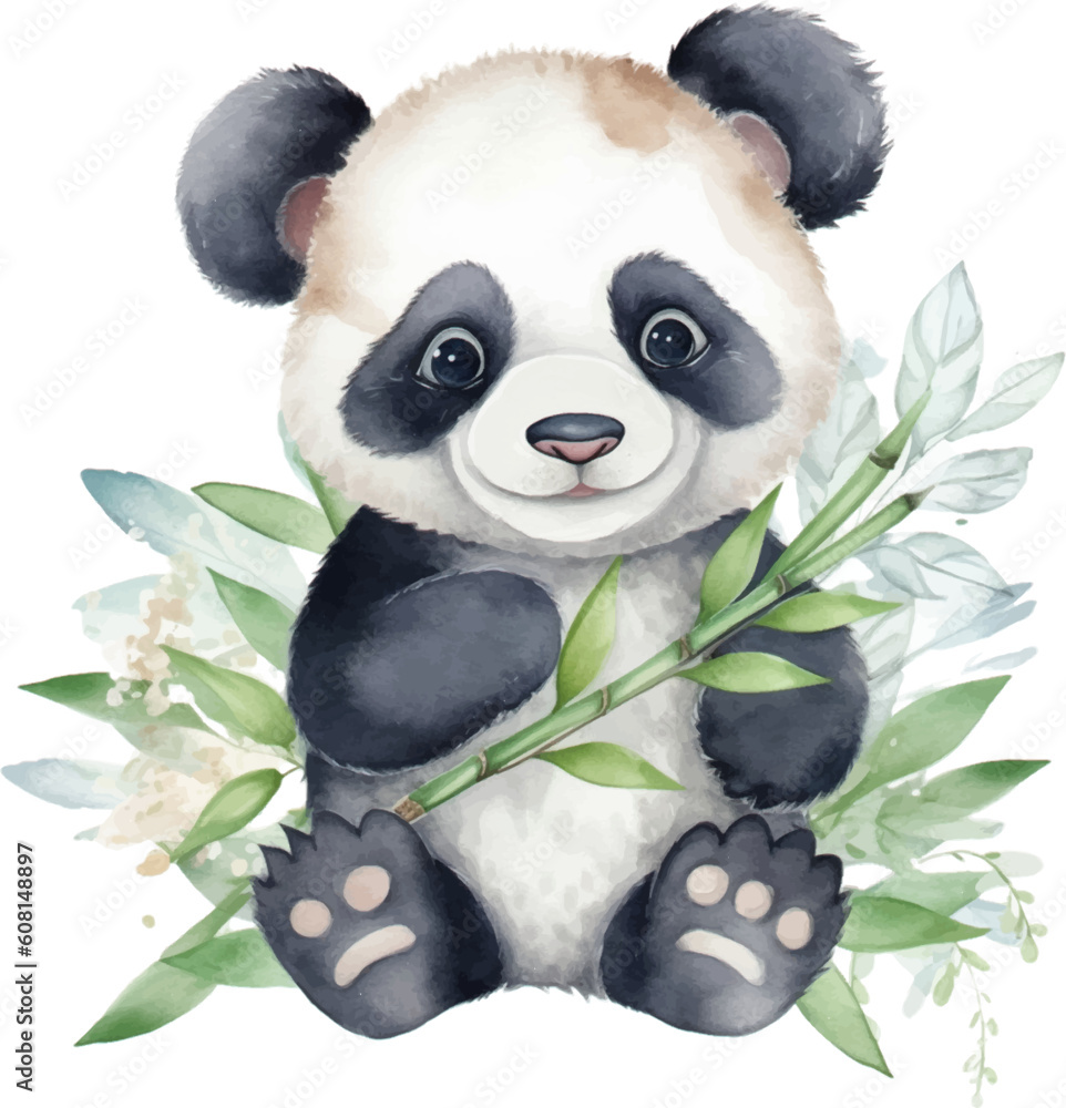 cute panda clipart neutral colors for kids easy drawing cute baby Stock ...