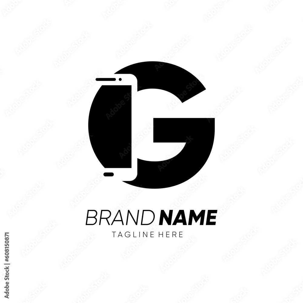 Letter G Initial Handphone Mobile Logo Design Vector Icon Graphic ...