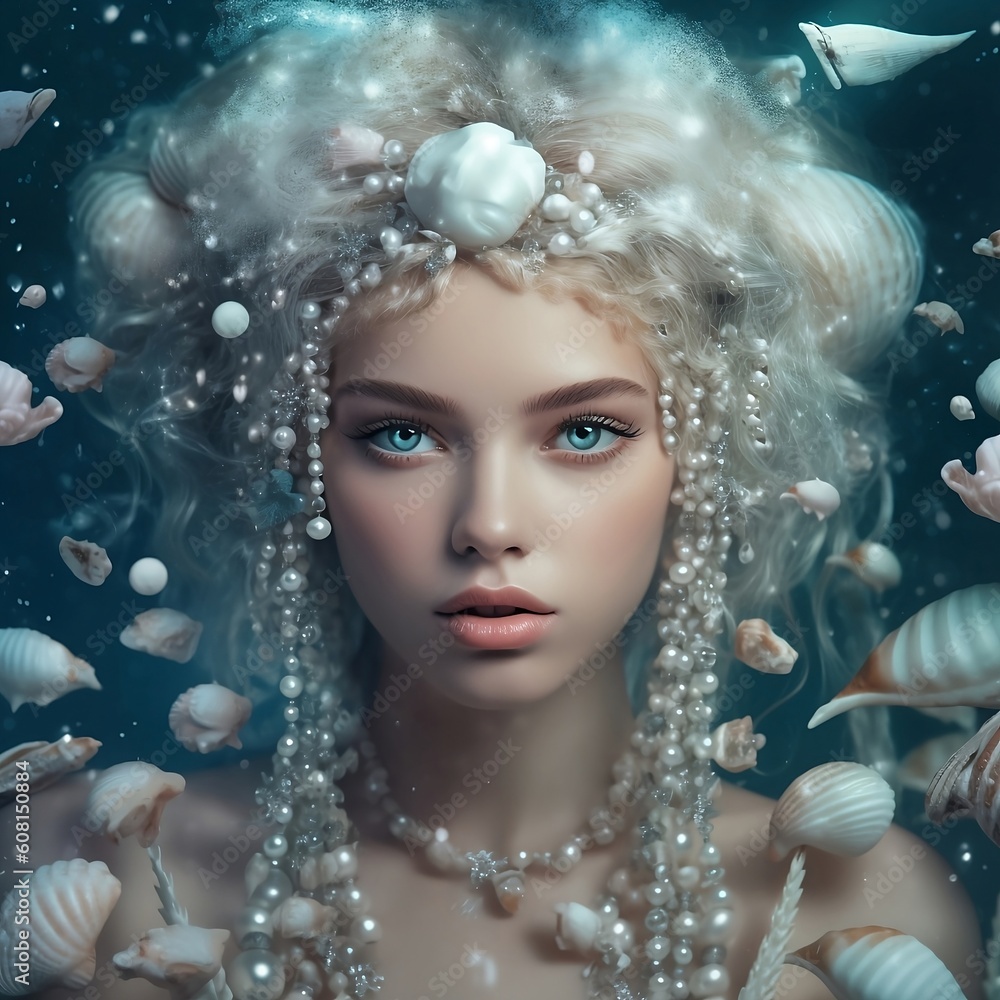 Mermaid portrait siren core make up trendy 2023 hairstyle Ariel movie ...