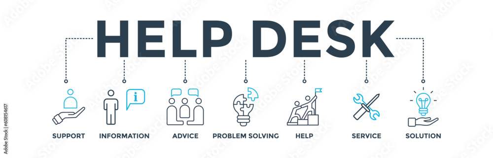 Help desk banner web icon vector illustration concept with icon of ...