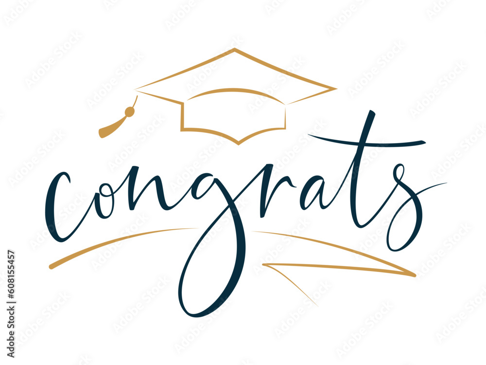 Congrats Greeting sign with academic cap. Congrats Graduates ...