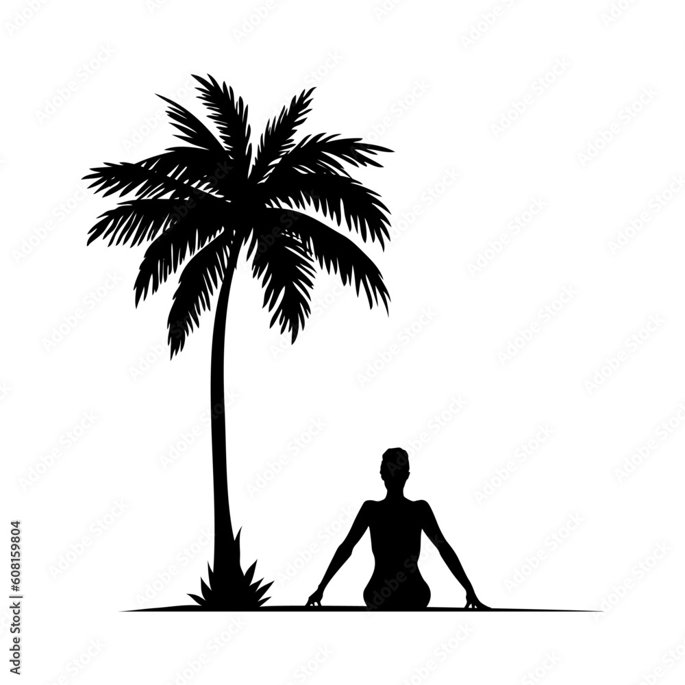 Vetor de Vacaciones en la playa. Silueta aislada de mujer desnuda ... Vetor de Vacaciones en la playa. Silueta aislada de mujer desnuda ...