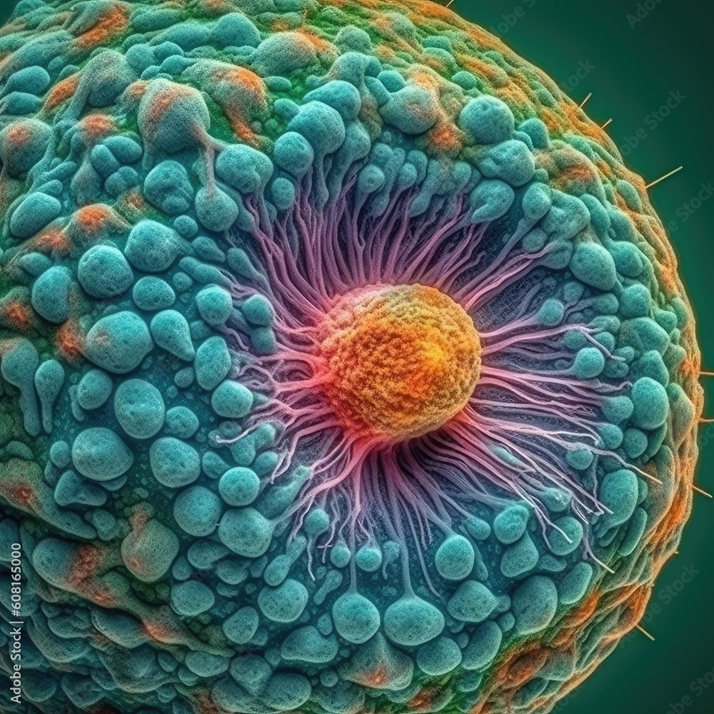 Vivid Colors of a Cell Nucleus under an Electron Microscope. Perfect ...