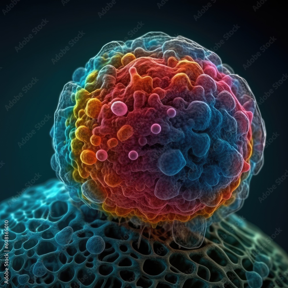 Vivid Colors of a Cell Nucleus: A High-Detailed Electron Microscope ...