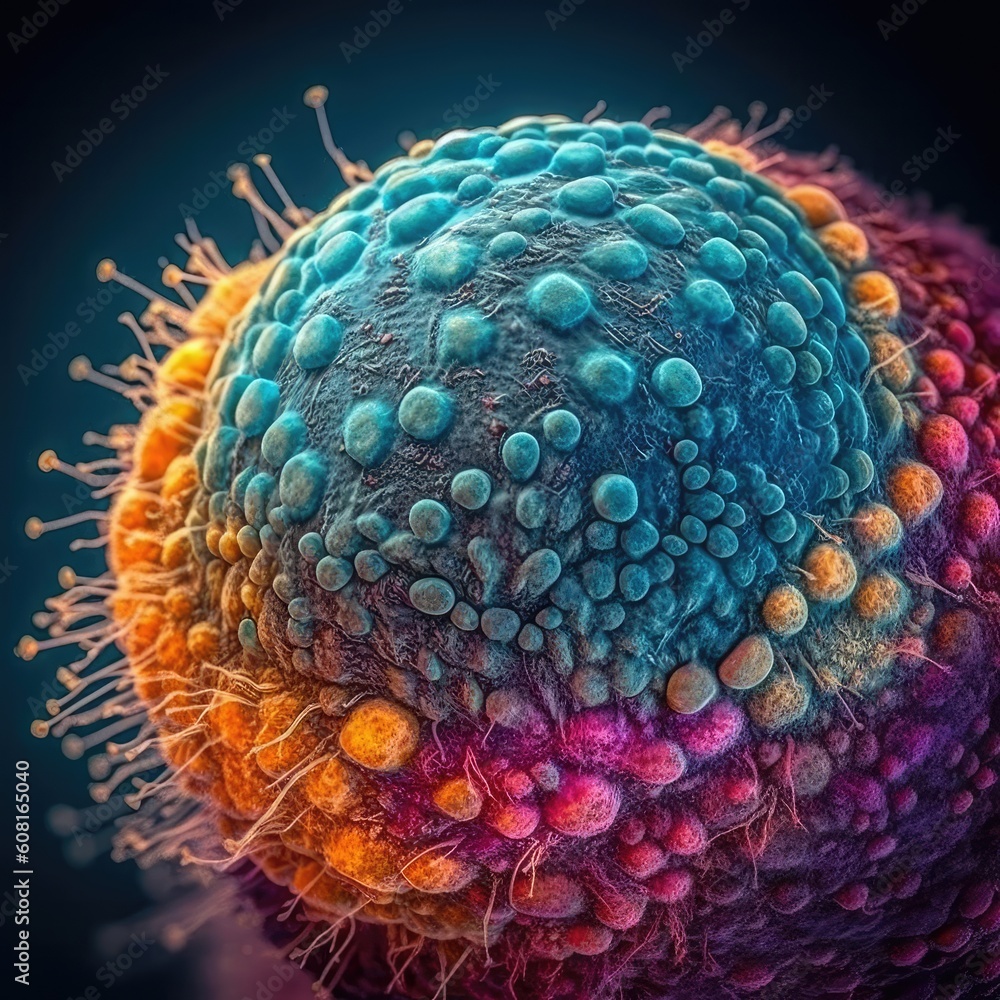 Vivid Colors of a Cell Nucleus under an Electron Microscope. Perfect ...