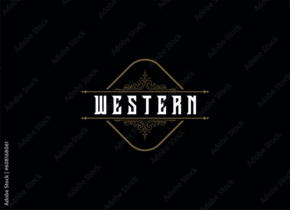 Vintage Country Emblem Typography for Western Bar Restaurant Logo ...