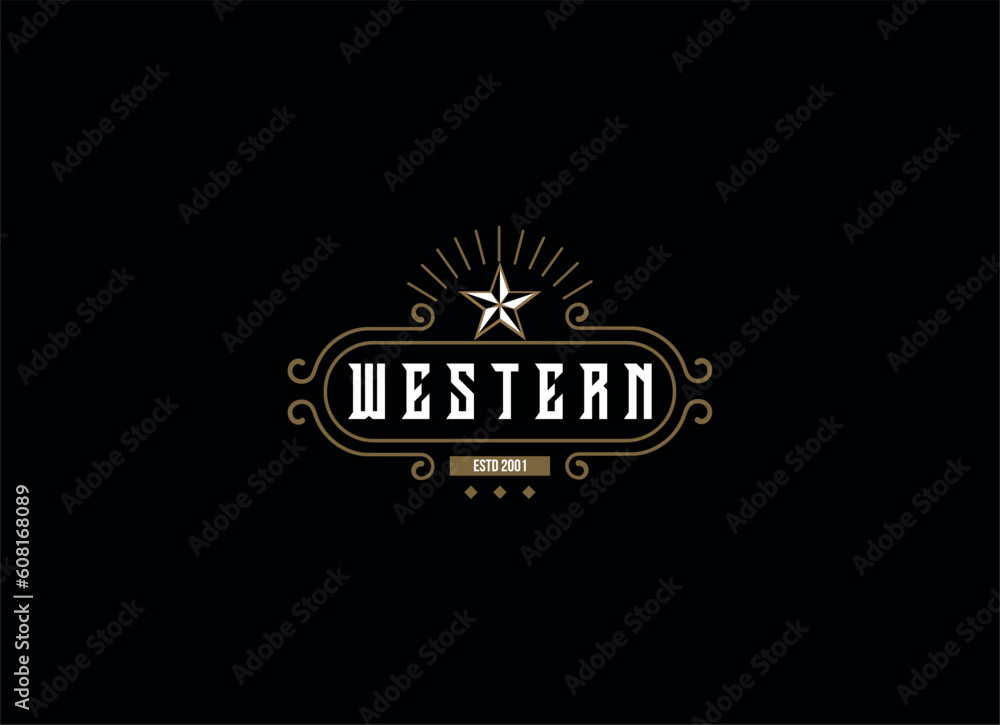 Vintage Country Emblem Typography for Western Bar Restaurant Logo ...